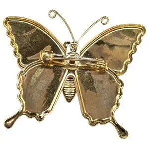 Butterfly | Jewelry | Butterfly Pin Red Gold Glitter Wings Brooch Gold ...